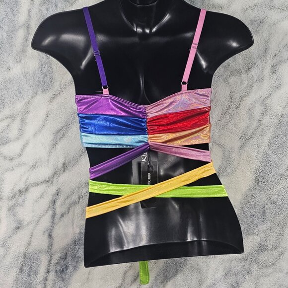 Dolls Kill | Tops | Dolls Kill Club Exx Large Rainbow Shimmery Metallic ...